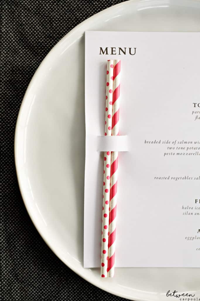 This Printed Menu is That Finishing Touch To Any Party - Between Carpools