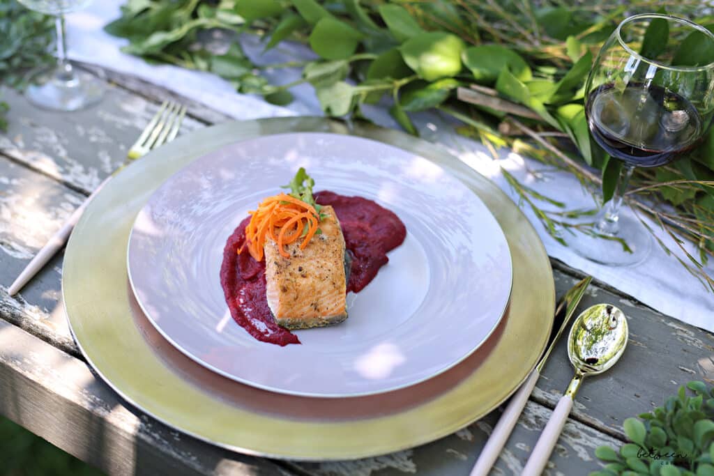 Simple and Gorgeous: Salmon with Beet Puree - Between Carpools