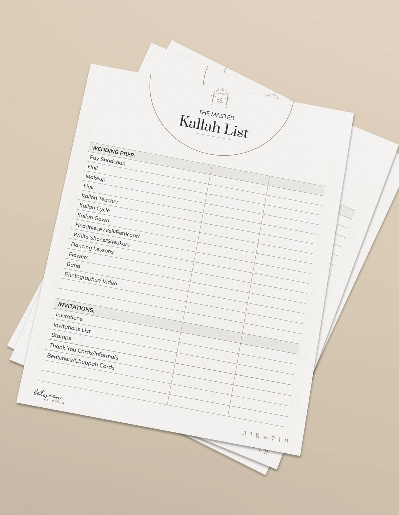 The Master Kallah Guide for Planning a Wedding - Between Carpools