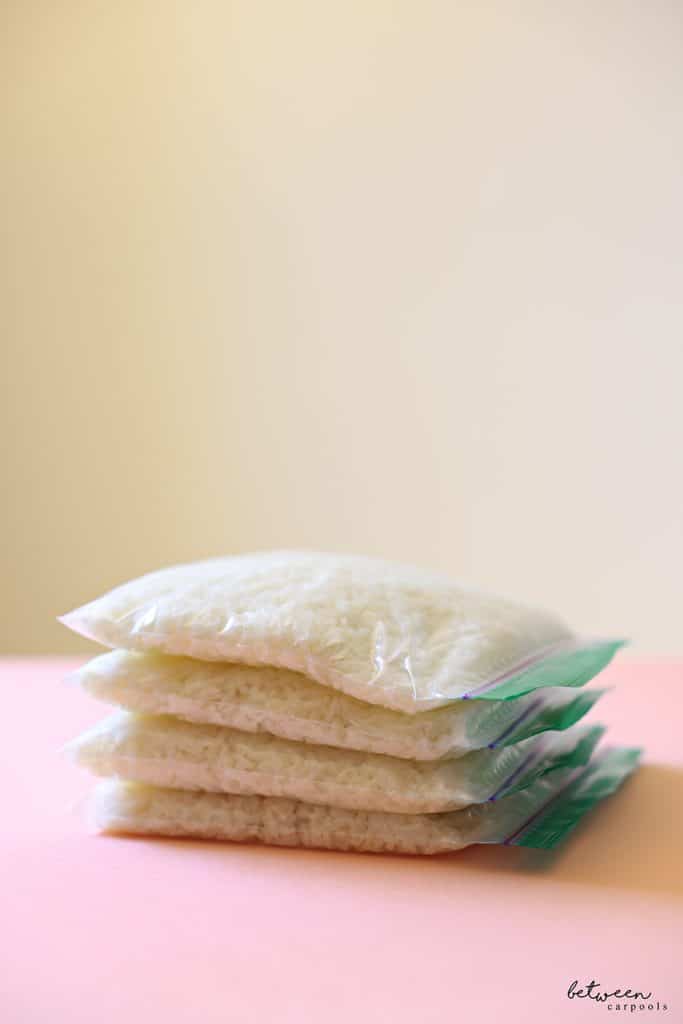How to Make Frozen Rice Packets - Between Carpools