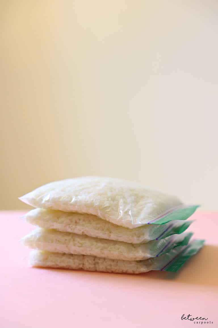 How to Make Frozen Rice Packets - Between Carpools