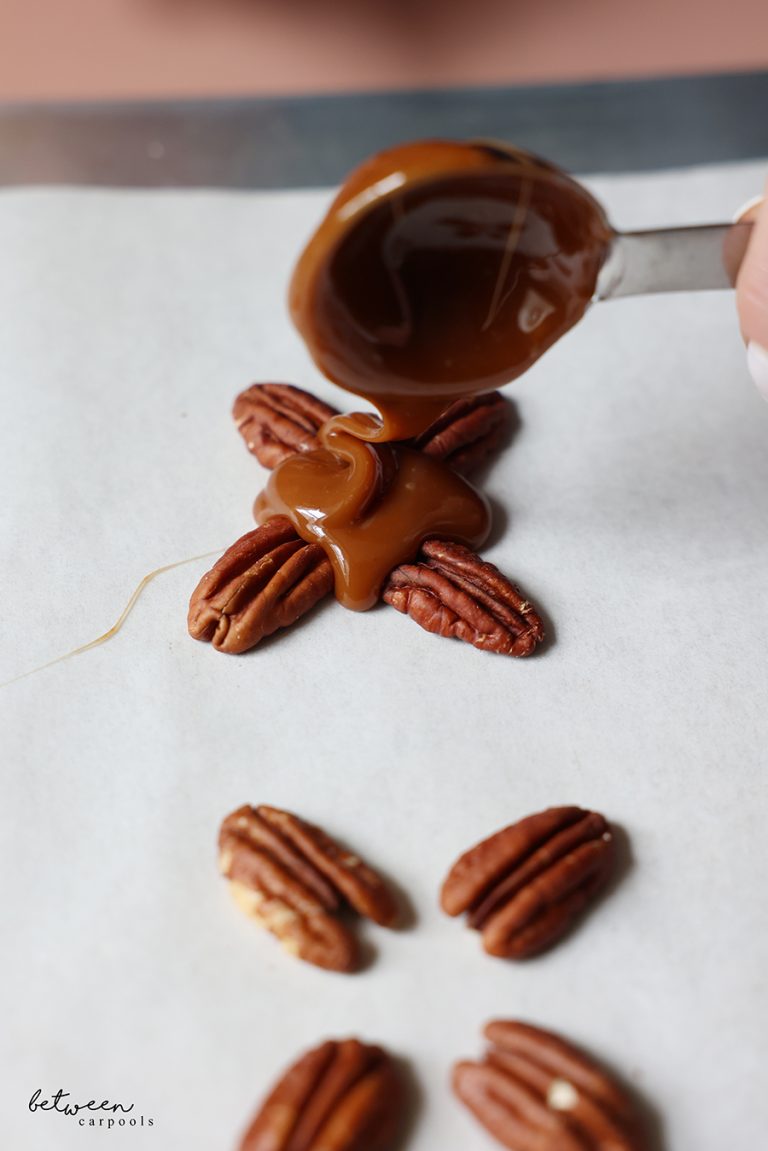 How To Make Caramel Turtles - Between Carpools