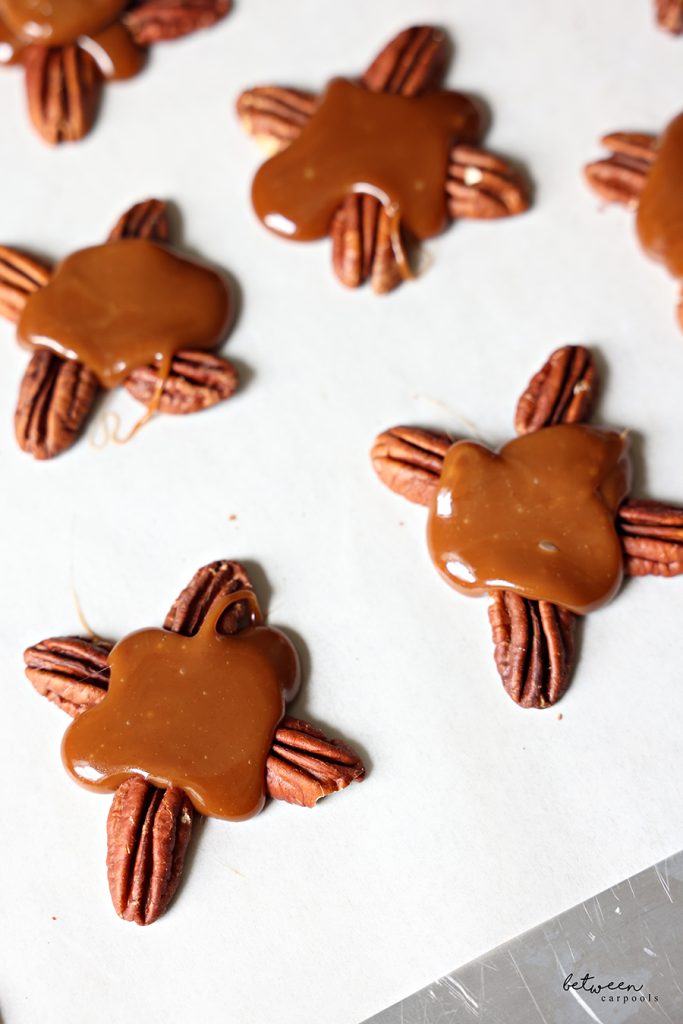 How To Make Caramel Turtles - Between Carpools