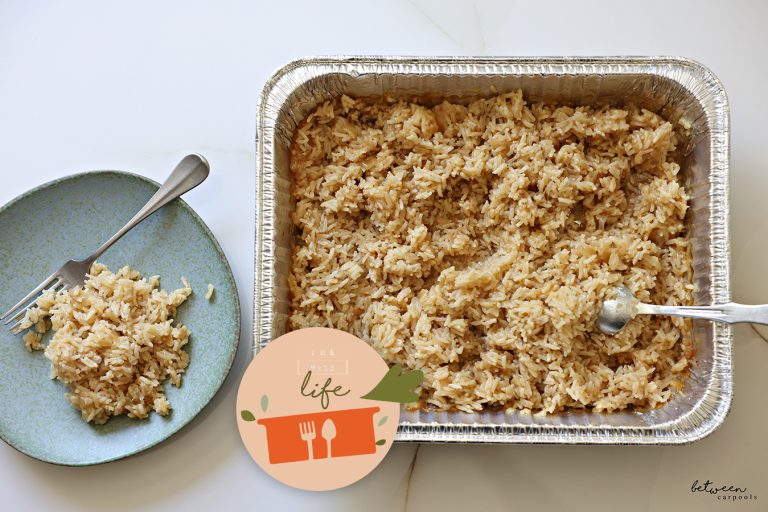 9x13 Baked French Onion Rice - Between Carpools