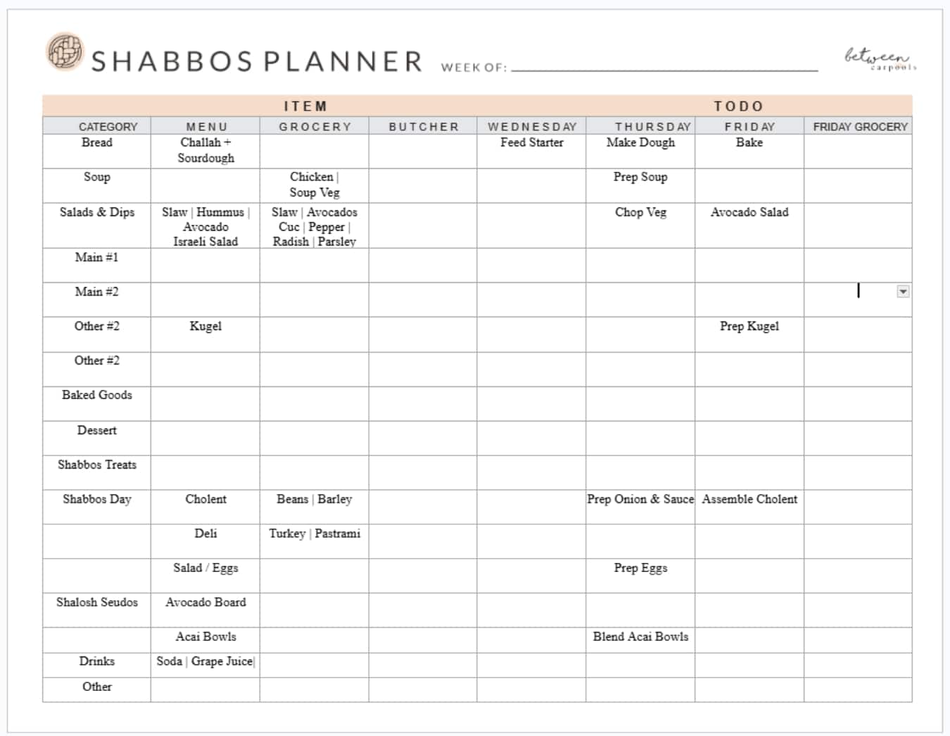 The Shabbos Planner for Organized Types - Between Carpools