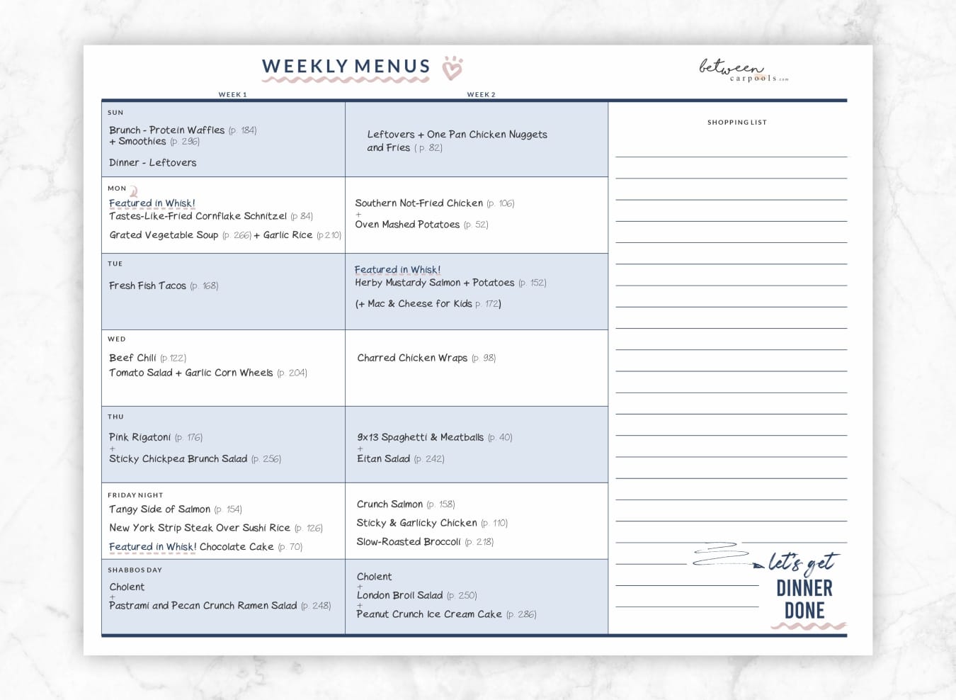 Download Your Weekly Menu Planner Here - Between Carpools