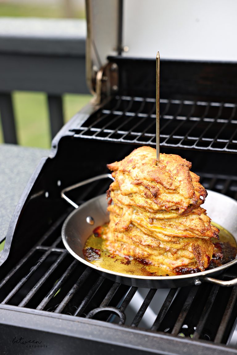 Grilled Shawarma Chicken On a Spit - Between Carpools