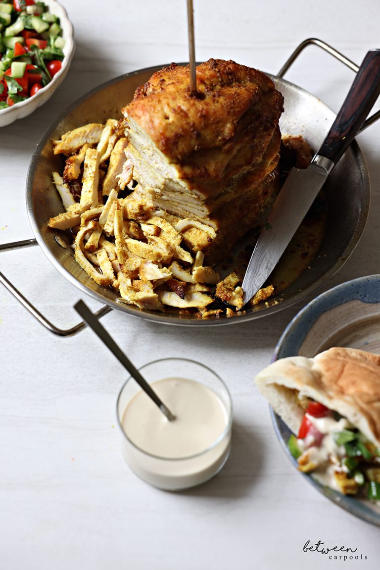 Grilled Shawarma Chicken On a Spit - Between Carpools